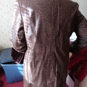 metrostyle | Jackets & Coats | Full Length Leopard Print Leather Coat ...